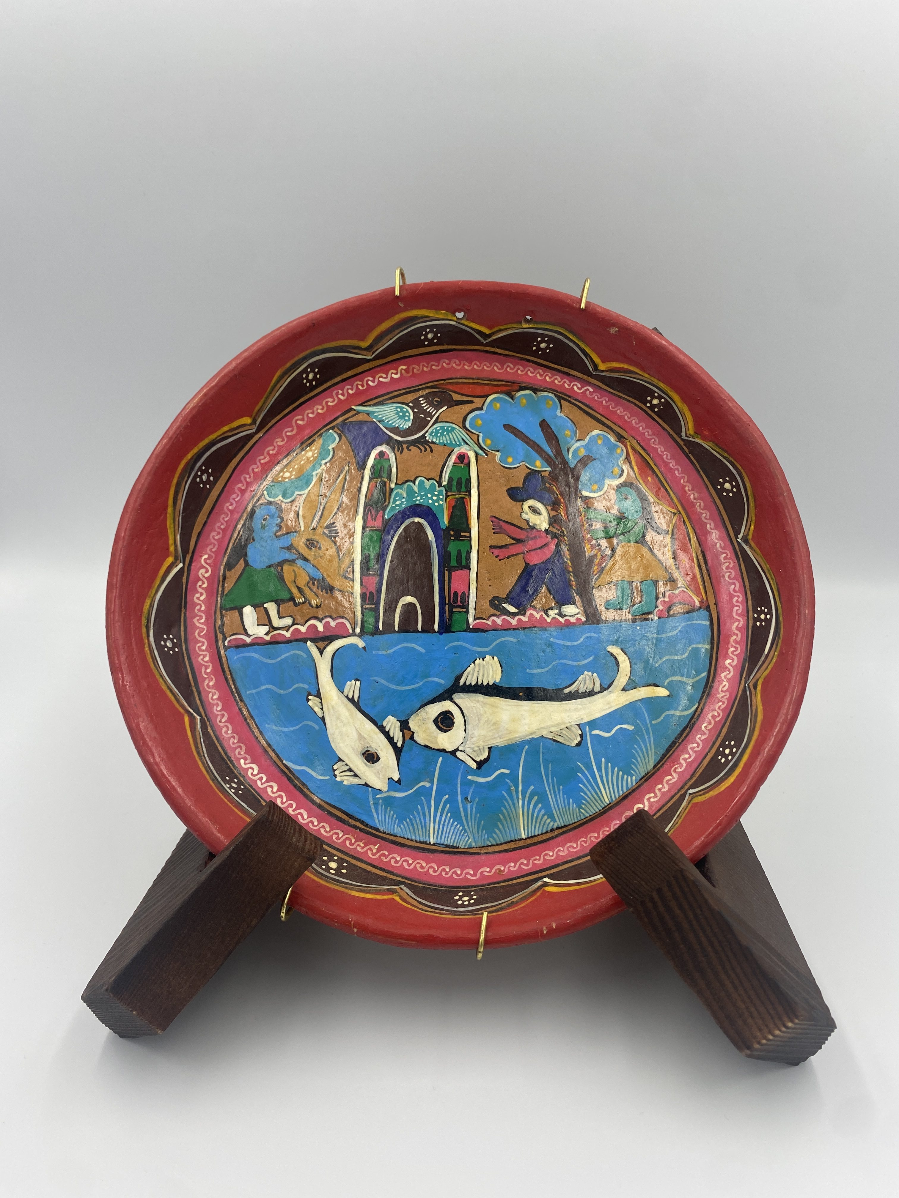 Two Fish Mexican Folk Art Plate // Art Market - folkartwork